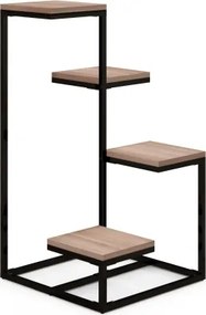 Outsunny Kovový a Dřevěný Stojan na Rostliny s Květinami 4 Úrovně Průmyslový Styl 40L x 40Š x 75,5V cm