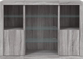 Příborníky s LED osvětlením 3 ks šedé sonoma kompozitní dřevo 3209133