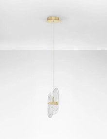Kovové LED stmívatelné závěsné svítidlo v mosazné barvě se skleněným stínidlem ø 14 cm Lucien – Nova Luce