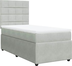 Box spring postel s matrací světle šedá 90x200 cm samet 3294538