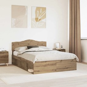Rám postele Umělecký dub 150 x 200 cm Masivní borové dřevo 3412888