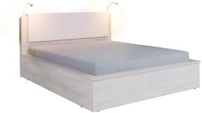 Manželská postel s úložným prostorem  Astor Dub Bílá / Bílá Zvolte osvětlení: bez osvětlení, Zvolte možnost matrace: S matrací