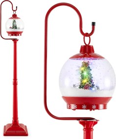 Costway Osvětlená vánoční pouliční lampa 173 cm červená vánoční lucerna