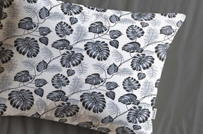 Krepový povlak na polštář Monstera - šedomodrý Velikost: 40 x 40
