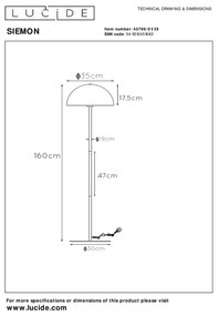 Lucide 45796/01/35 stojací lampa Siemon, modrá, E27, 160cm