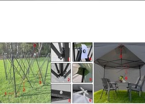 Skládací zahradní altán 3 × 3 m se 4 stěnami – šedý