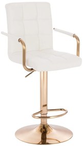 LuxuryForm DESIGN Barová židle VERONA GOLD na zlatém talíři - bílá