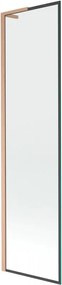 Mexen Next L, 1-křídlová vanová zástěna 50 x 150 cm, 6mm čiré sklo-černý vzor, ​​měděný profil, 895-050-000-03-70-65