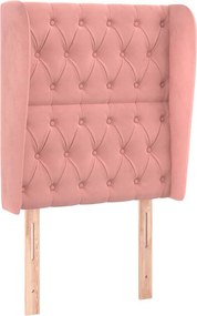 Čelo postele typu ušák růžové 83 x 23 x 118/128 cm samet 3118327