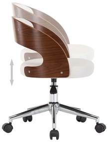 Petromila Otočná kancelářská židle bílá ohýbané dřevo a umělá kůže