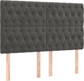 Box spring postel s matrací a LED tmavě šedá 160x200 cm samet 3136312
