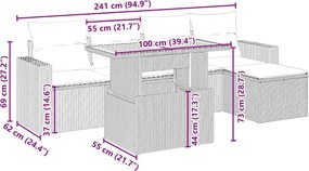 6dílná zahradní sedací souprava s poduškami béžová polyratan 3275585