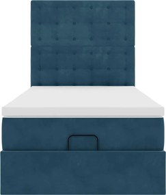 Osmanský rám postele s matracemi tmavě modrá 80x200cm samet 3313581