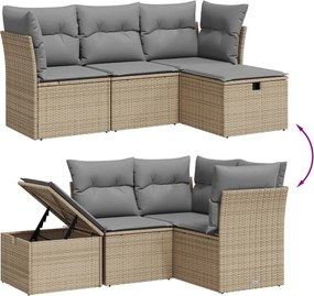 4dílná zahradní sedací souprava a podušky mix béžové polyratan 3264375