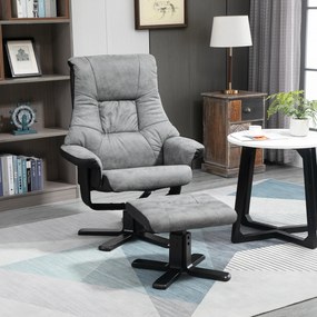 HOMCOM polohovací křeslo s taburetem, otočné TV křeslo s funkcí polohování, mikrovlákno šedé, 78x82,5x109 cm, ideální pro obývací pokoj a relaxaci | …