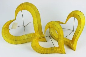 Žlutá držáky na kytice ve tvaru srdce 3 ks