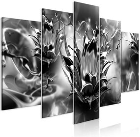 Obraz - Oily Flower (5 Parts) Wide Black and White