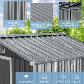 Costway Venkovní skladovací kůlna odolná proti povětrnostním vlivům pozinkovaná