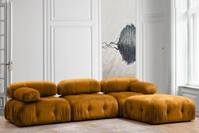 Hanah Home Čtyřmístná pohovka s pufem BUBBLE světle hořčicová 288 cm