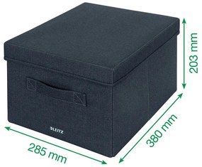 Tmavě šedé látkové úložné boxy v sadě 2 ks s víkem 28.5x38x20 cm – Leitz