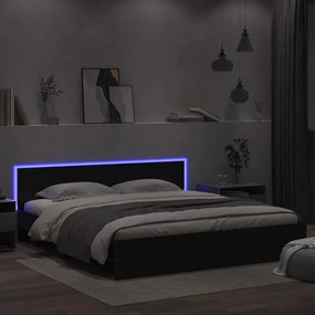 Rám postele s čelem a LED osvětlením černý 180 x 200 cm