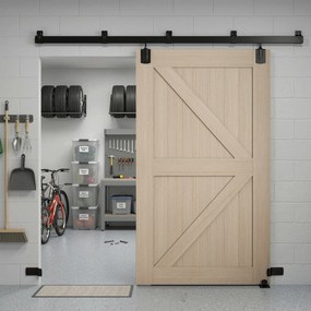 Sada kování pro posuvné dveře 244 cm černá pro jednokřídlé dveře s velkou nosností