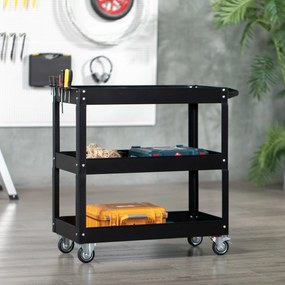 DURHAND třípatrový vozík na nářadí, 4 kolečka, ocel, 83Š x 35,3D x 76V cm, černý