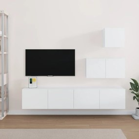 4dílný set TV skříněk bílý kompozitní dřevo 3114638