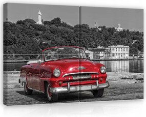 Obraz 120x80 Klasický červený kabriolet Havana Kuba retro