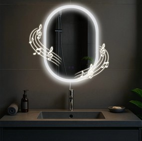 Koupelnové zrcadlo Karishma 70x50 s Bluetooth – čiré sklo