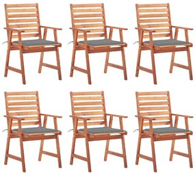 Zahradní jídelní židle 6 ks s poduškami masivní akáciové dřevo,  3078348