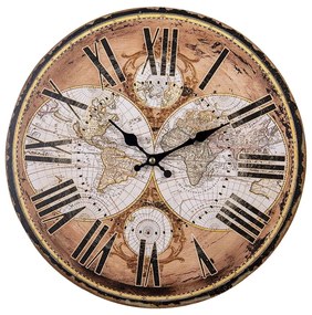 Nástěnné hodiny BROWN WORLD 34 cm (Clayre &amp; Eef)