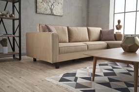 Hanah Home Sametová pohovka KALE krémová pravá 825BLC2724
