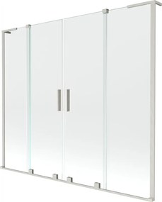 Mexen Velar L Duo, 2-křídlová posuvná vanová zástěna 200 x 150 cm, 8mm čiré sklo, broušená ocel, 896-200-003-02-97