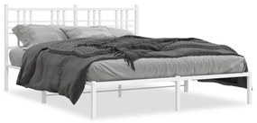 Kovový rám postele s čelem bílý 160 x 200 cm - Default Title