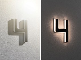 P 79845 Venkovní solární domovní číslo 4 IP44 3.000K 0,2W nabíjecí baterie výměnná - PAULMANN