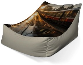 Sablio Sedací vak Lounge Vlak na nádraží při východu slunce - 80 x 95 x 50 cm