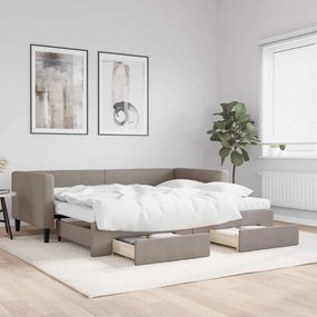 Válenda s přistýlkou a zásuvkami taupe 90 x 200 cm textil 3196635