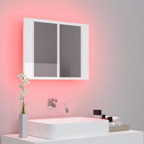 Petromila LED koupelnová skříňka se zrcadlem lesklá bílá 60x12x45cm akryl