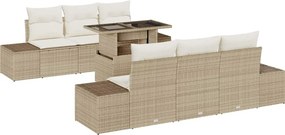 Set pohovek 7 ks Béžová a krémová polyratan 3349107