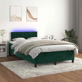 Box spring postel s matrací a LED tmavě zelená 120x190 cm samet 3270168