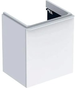 Geberit Smyle Square - Umyvadlová skříňka, 536x433x617 mm, 1 dvířka, panty vlevo, lesklá bílá/matná bílá 500.366.00.1