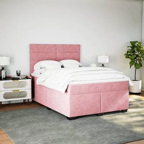 Box spring postel s matrací růžová 140x190 cm samet 3293211