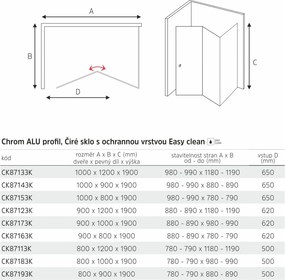 Mereo Mereo, Sprchový kout, LIMA, obdélník, chrom ALU, sklo čiré, CK87153K
