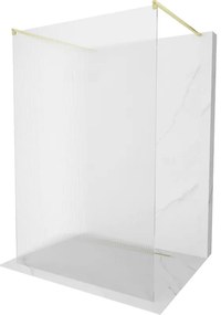 Mexen Kioto, sprchová zástěna Walk-In 100 x 200 cm, 8mm sklo s žebrovým vzorem, zlatý matný profil, 800-100-002-55-09