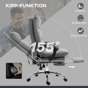 Kancelářská židle Vinsetto s masážní funkcí, výškově nastavitelná kancelářská židle, ergonomická židle k PC v tmavě šedé barvě pro pohodlí v kancelář…