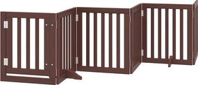 Zábrana pro psy s dvířky skládací 12 panelů hnědá 600 cm topol 3155660