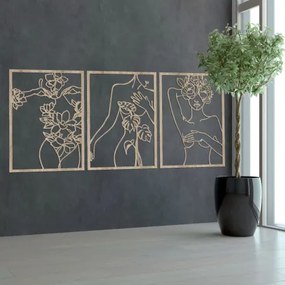 Třídílná nástěnná dekorace ženy – Moderní art umění | SENTOP HDF0480