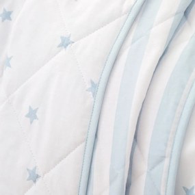 Bílý/modrý bavlněný prošívaný dětský přehoz 135x190 cm Mini Star &amp; Stripes – Bianca