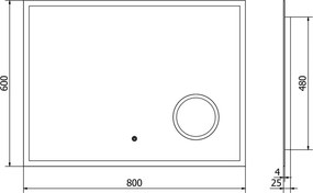 Mexen Kala, LED koupelnové zrcadlo s podsvícením a kosmetickým zrcadlem 80 x 60 cm, 6000K, ochrana proti zamlžování, 9820-080-060-611-00